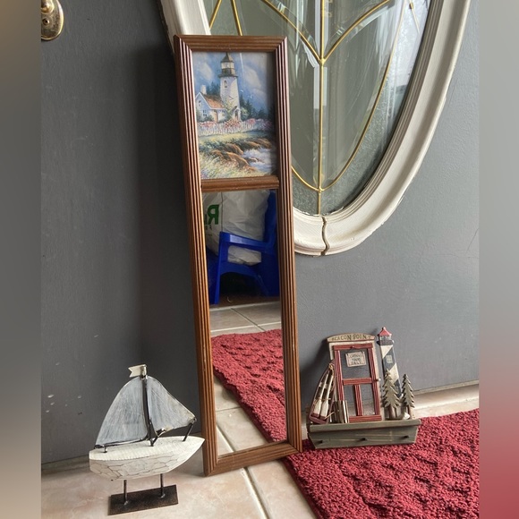 Accents | 3 Piece Nautical Display Sail Boat Mirror W Blue Lighthouse ...